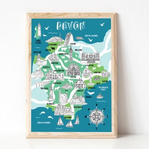 Devon Map, Illustrated Map, Devon Gifts, Map of Devon, Devon Art, Devon ...