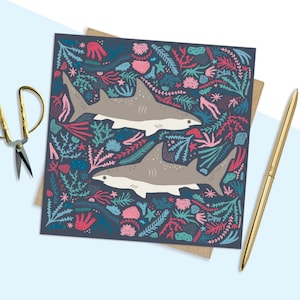 Sharks Greetings Card Ocean Creature Card Nautical Card | Etsy