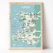 Wales Map, Illustrated Map, Wales Gifts, Map of Wales, Map Art, Map ...