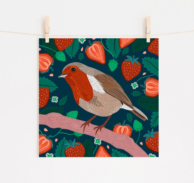 Robin Print Wild Birds Print Quirky Bird Art Robin Bird - Etsy UK