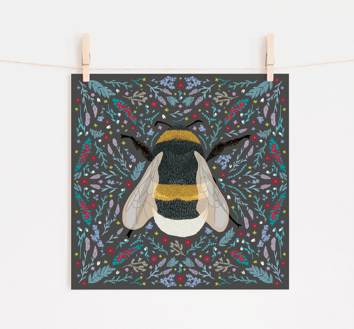 Bumble Bee Print, Insect Folk Art, Nature Poster, Save the Bees, Bumble ...