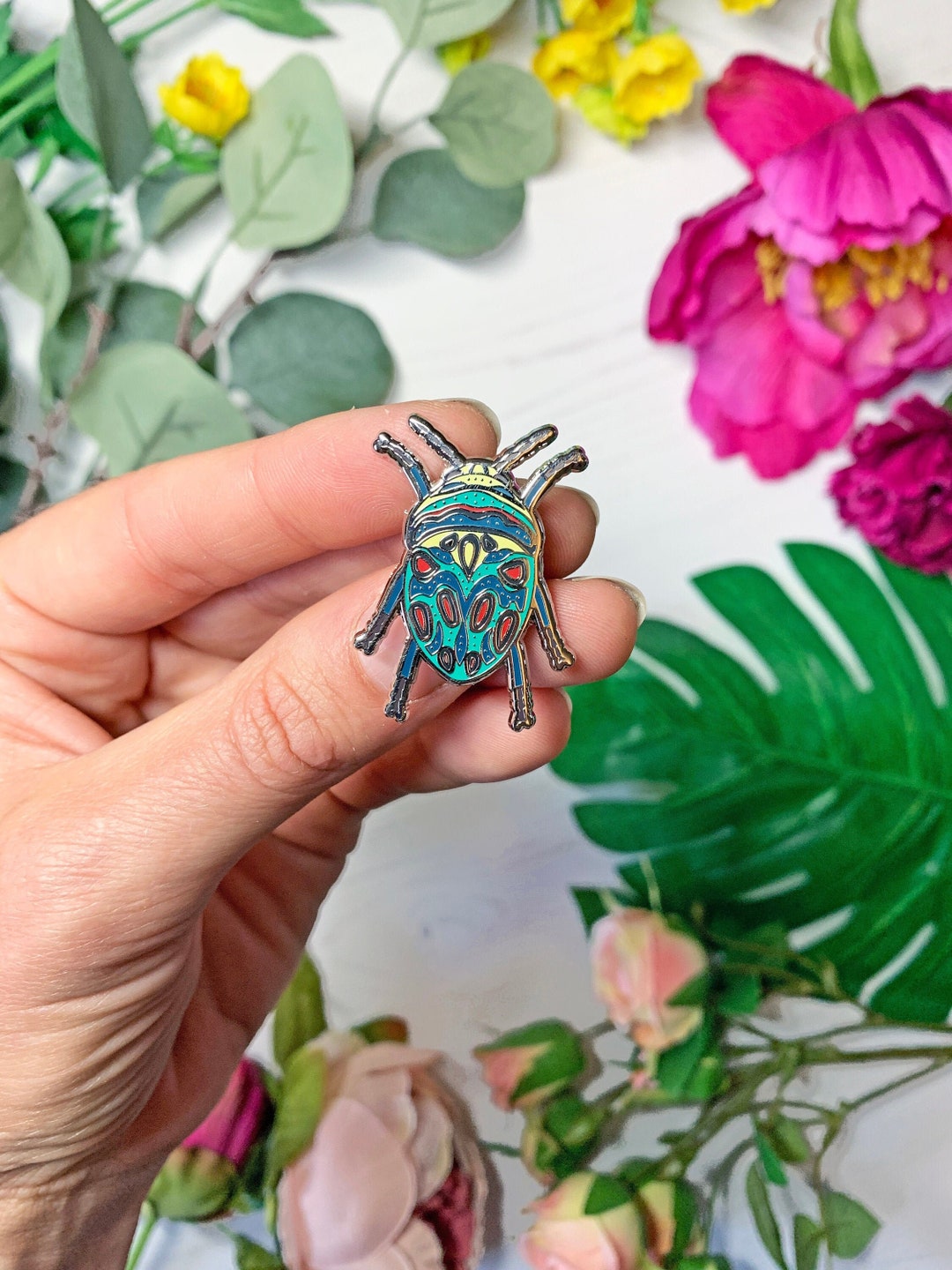 Beetle Enamel Pin, Picasso Bug Pin, Bug Enamel Pin, Insect Pin Badge ...