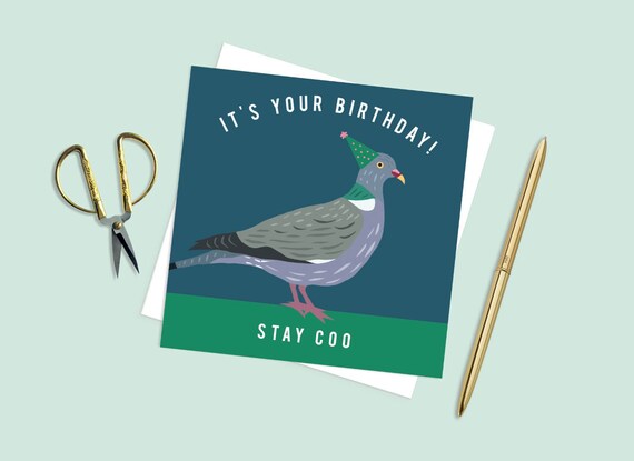 Funny birthday card Pigeon birthday card happy birthday stay | Etsy