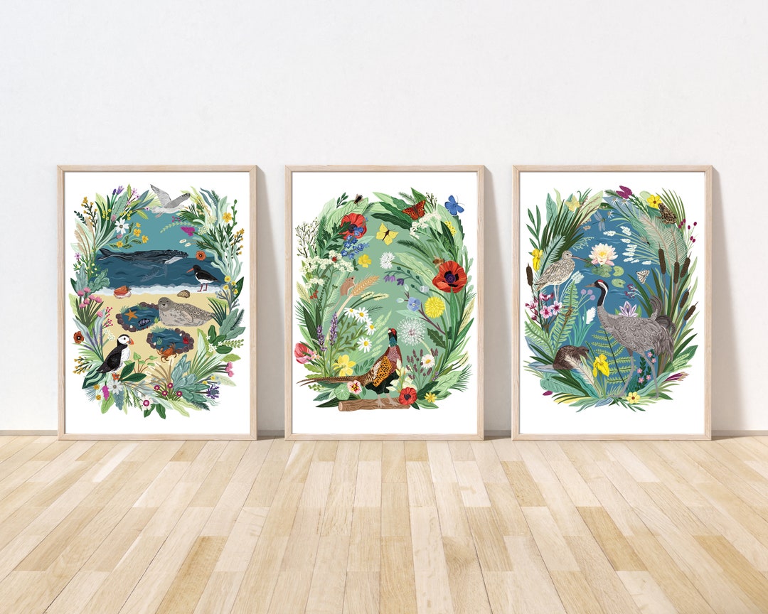 Set of 3 Habitat Posters, Nature Prints, Set of Animal Poster, Print ...