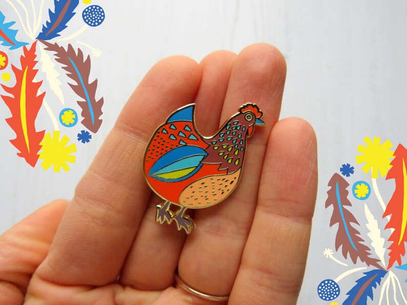 Chicken Enamel Pin Badge Hard Enamel Badge Chicken Gifts | Etsy