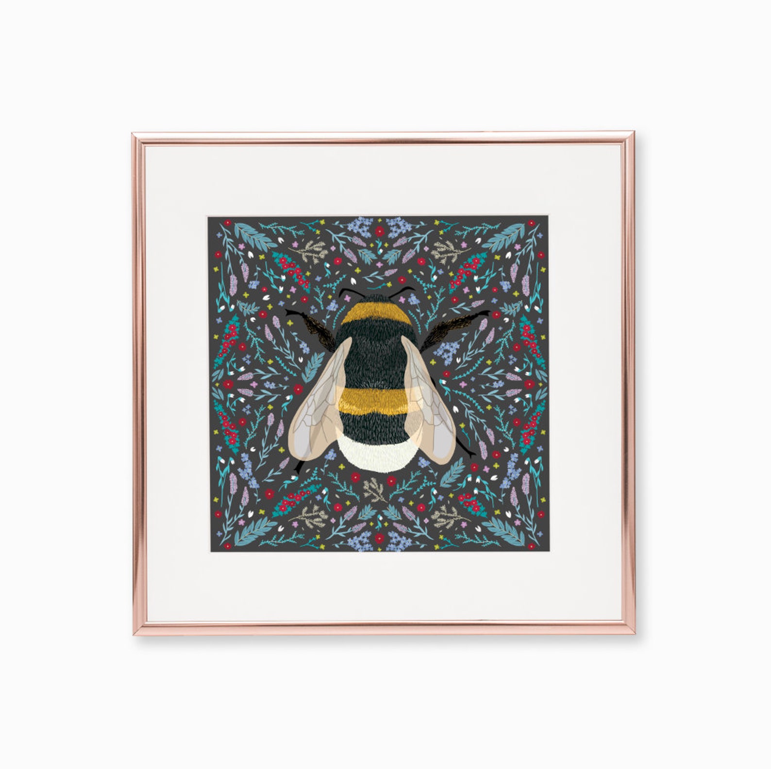 Bumble Bee Print Insect Folk Art Nature Poster Save the | Etsy