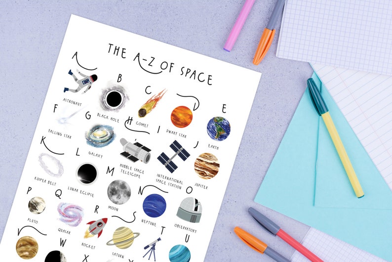 A-Z of Space Poster Space Alphabet Space Illustration - Etsy
