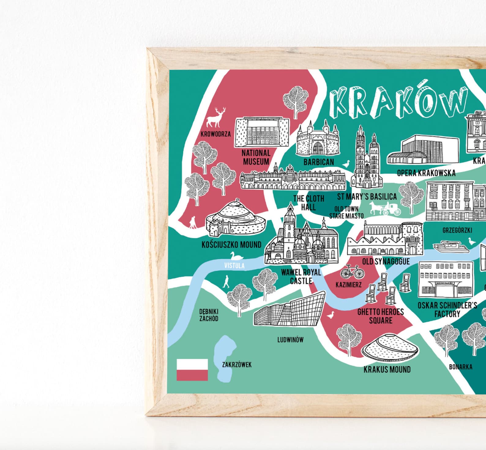 Krakow Map, Illustrated Map, Krakow Gifts, Map of Krakow, Polish Art ...