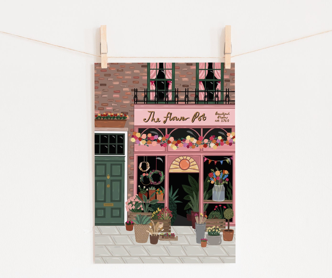 Set of 3 British Shop Front Prints, Book Shop Print, Florist Print ...