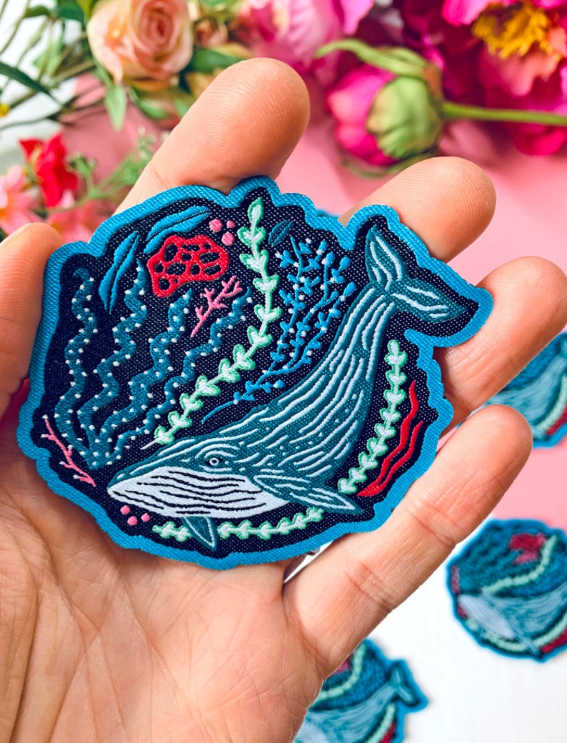 Whale Embroidered Patch Save The Whales Environmental Patch | Etsy