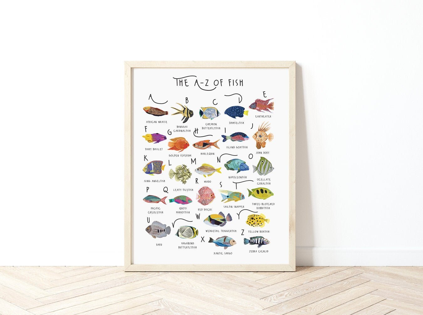 A-Z of Fish Poster Types of Fish Nautical Print Nautical | Etsy