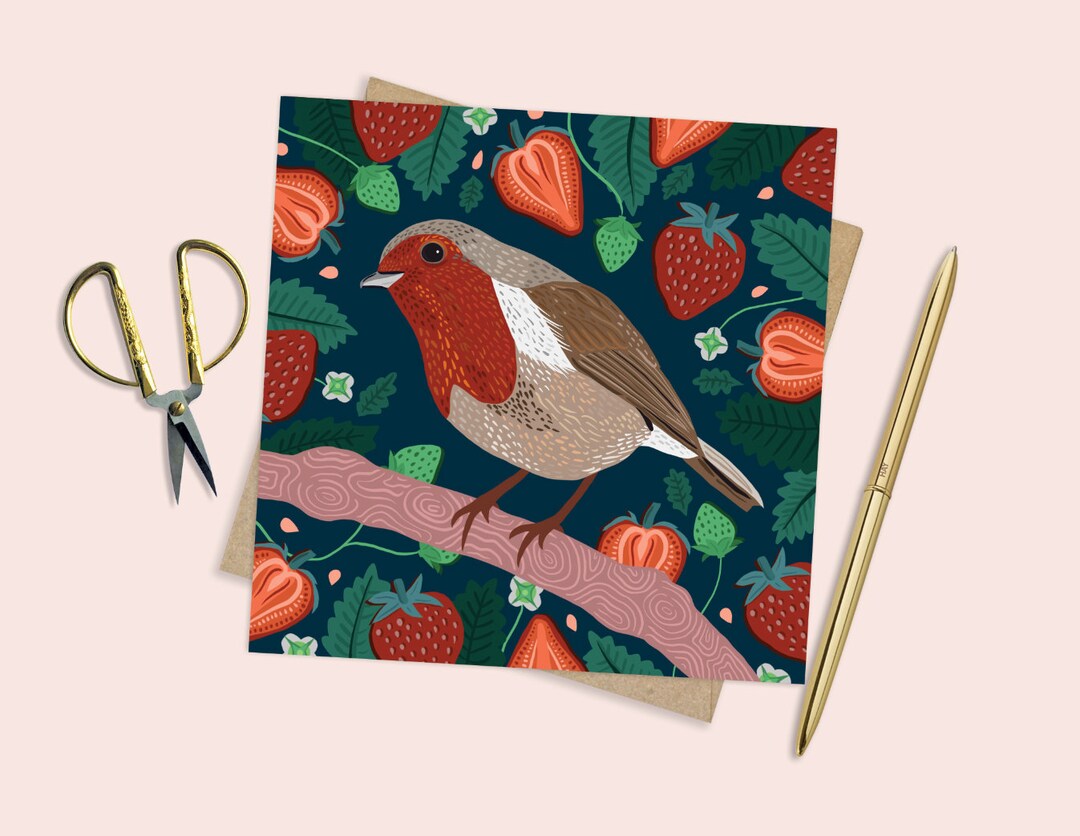 Robin Card, Colourful Bird Card, Bird Card, Nature Card, Any Occasion ...