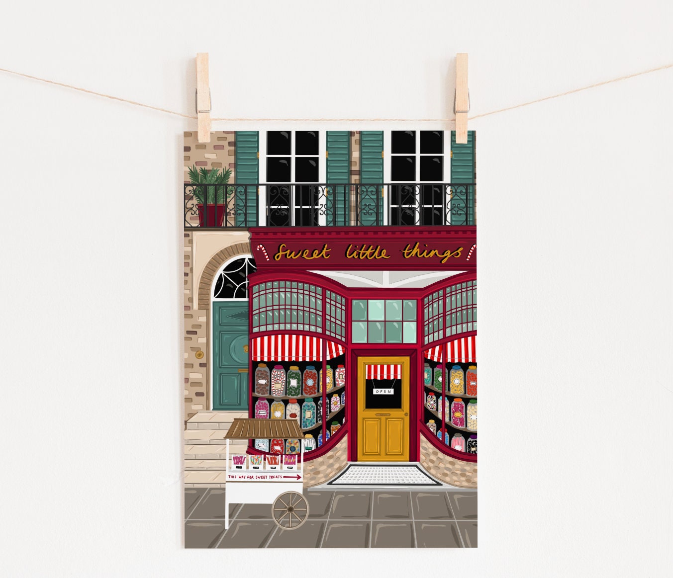 Set of 3 British Shop Front Prints, Book Shop Print, Florist Print ...