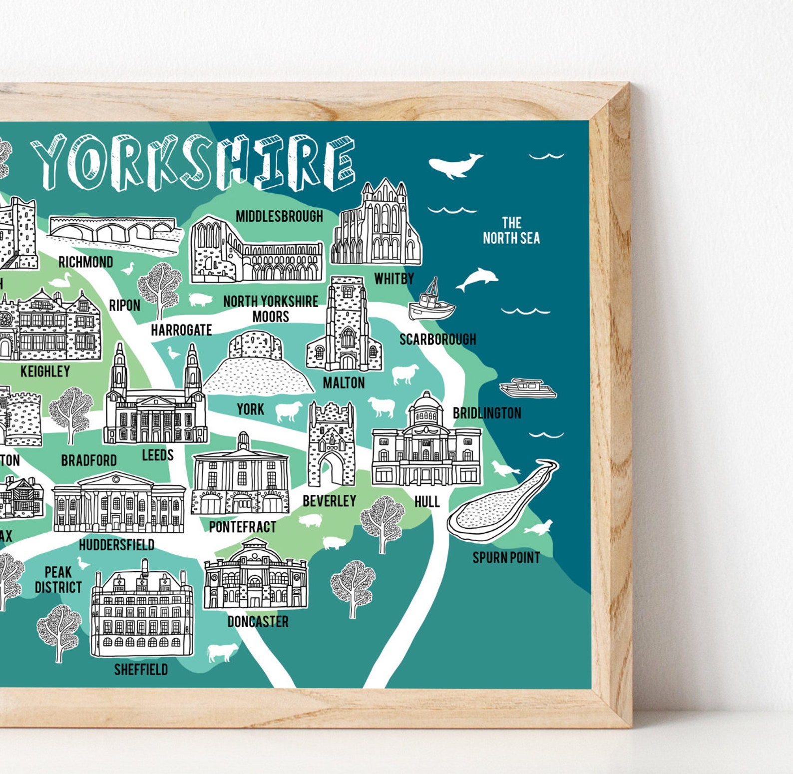Yorkshire Map, Illustrated Map, Yorkshire Gifts, Map of Yorkshire ...