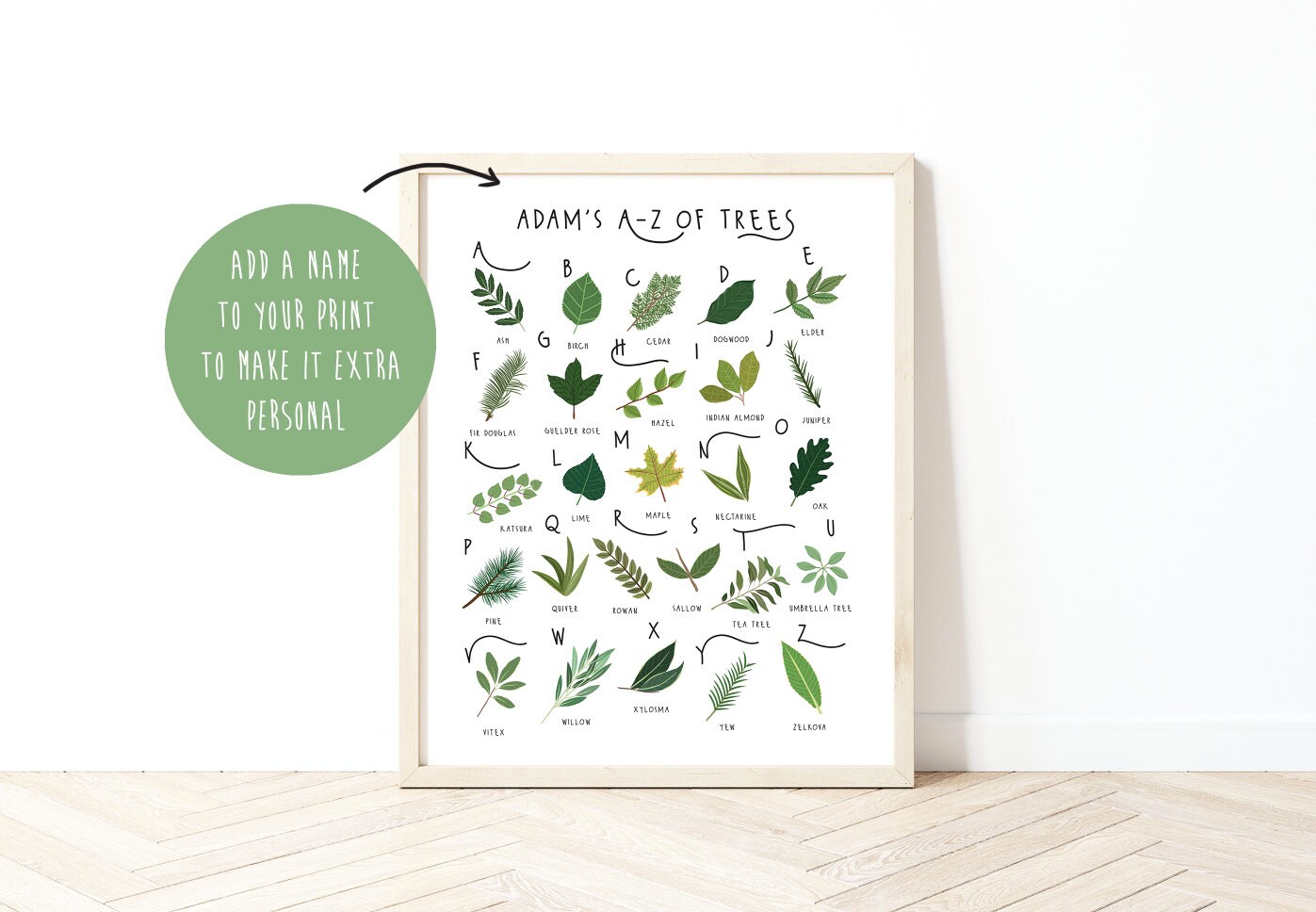 A-Z Of Trees, Alphabet Print, Tree Identification Poster, British Flora ...