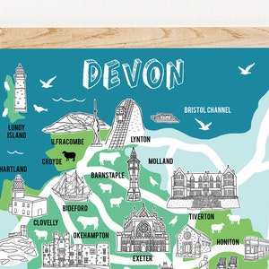 Devon Map, Illustrated Map, Devon Gifts, Map of Devon, Devon Art, Devon ...