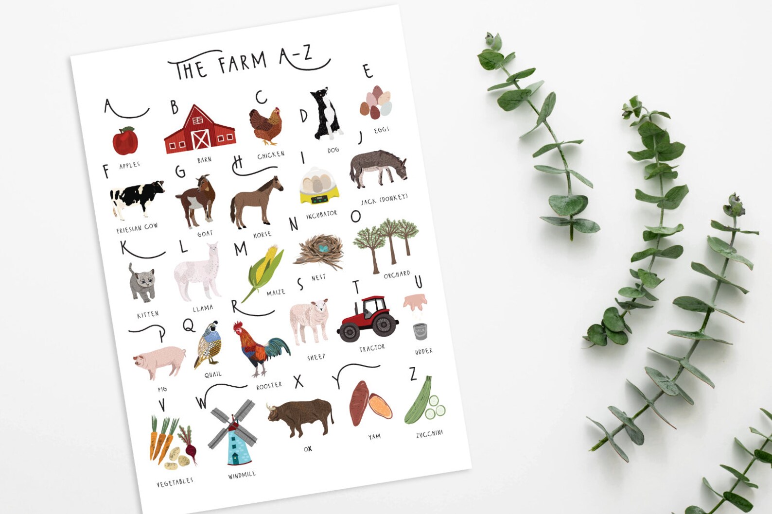 Farm A-Z Print Alphabet Poster Things on the Farm Print | Etsy