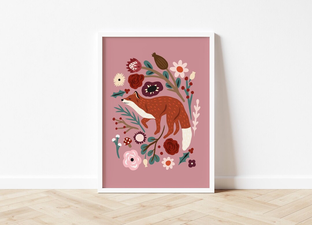 Fox Print, Illustrated Fox Poster, Colourful Wall Art, Fox Lovers Gift ...