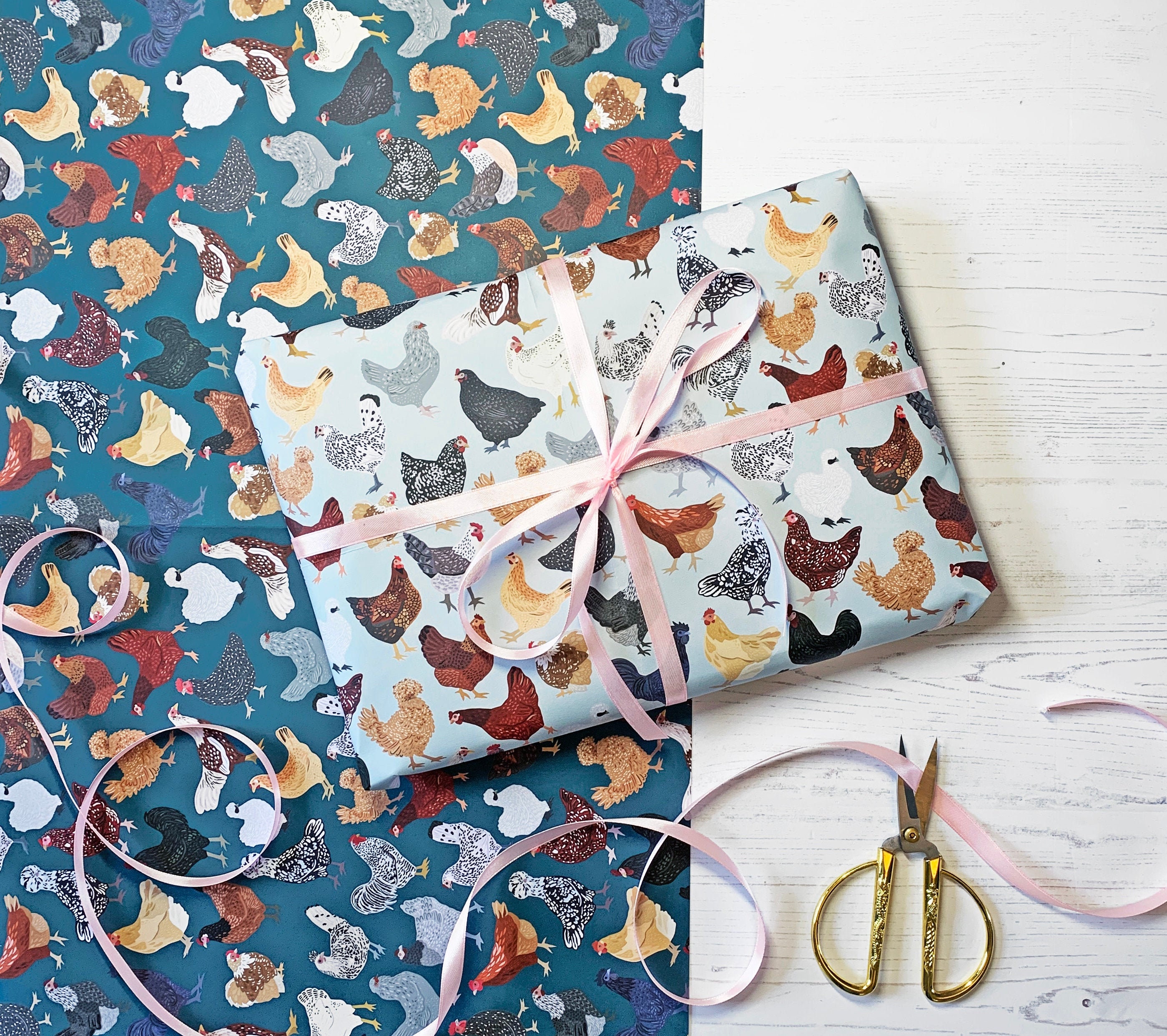 Chicken Wrapping Paper, Chicken Wrap Sheet, Illustrated Chicken Wrap