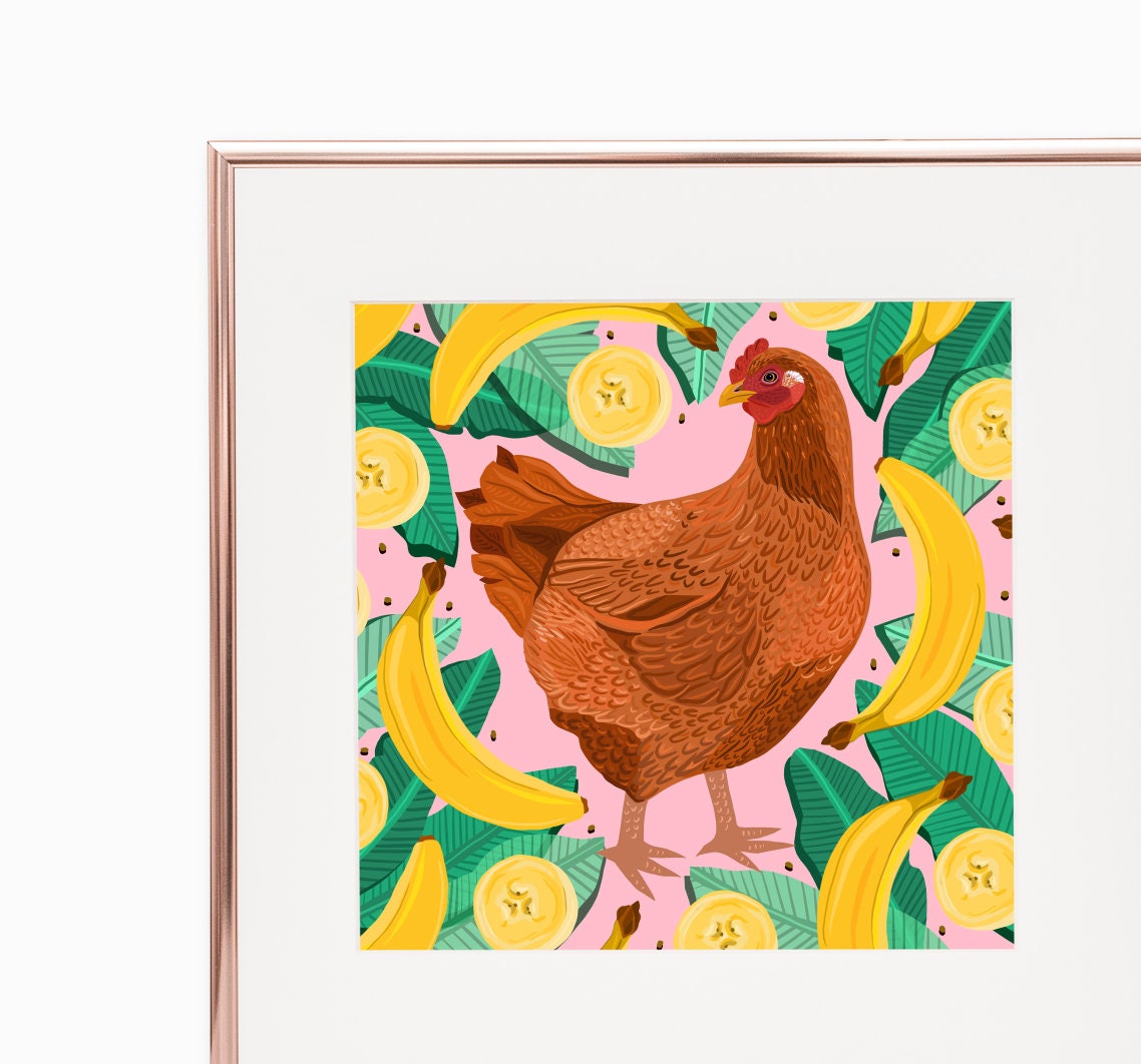 Chicken Print Wildlife print Quirky chicken art Chickens & | Etsy