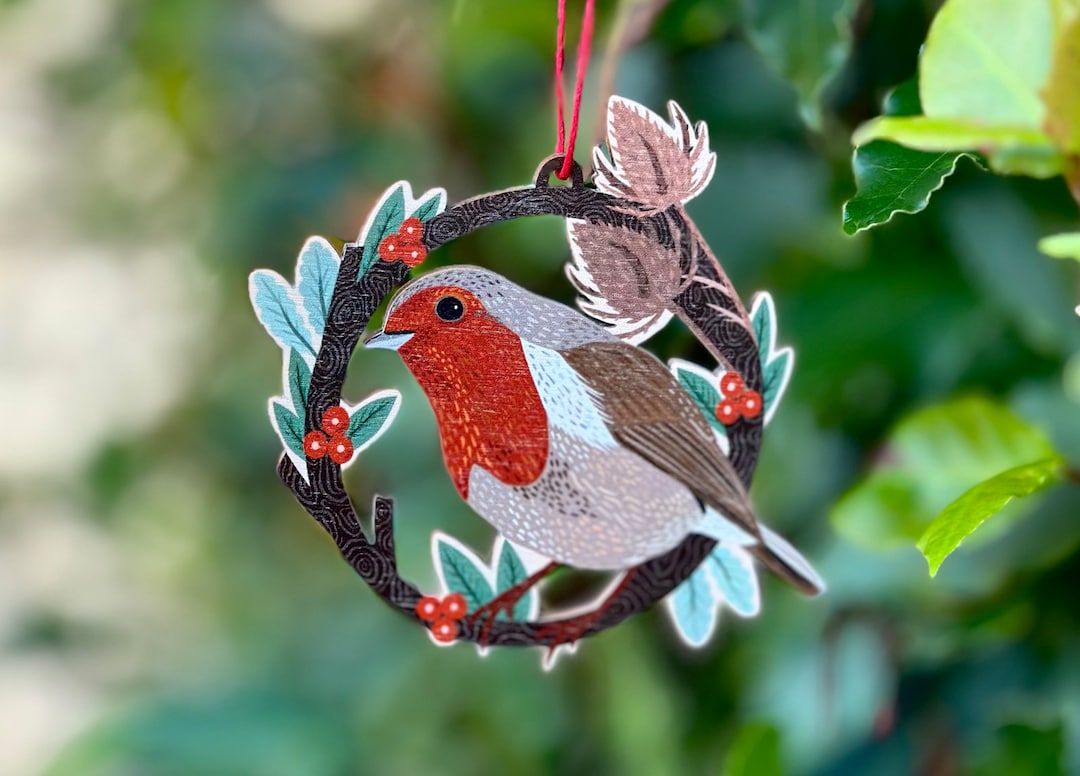 Robin Christmas Decoration, Wooden Christmas Decoration, Cute Robin ...