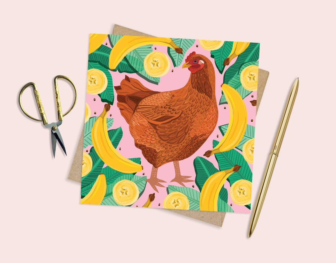 Chicken Card, Bird Card, Quirky Chicken Gift, Chicken Art, Chicken ...