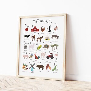 Farm A-Z Print, Alphabet Poster, Things on the Farm Print, Kids Wall ...