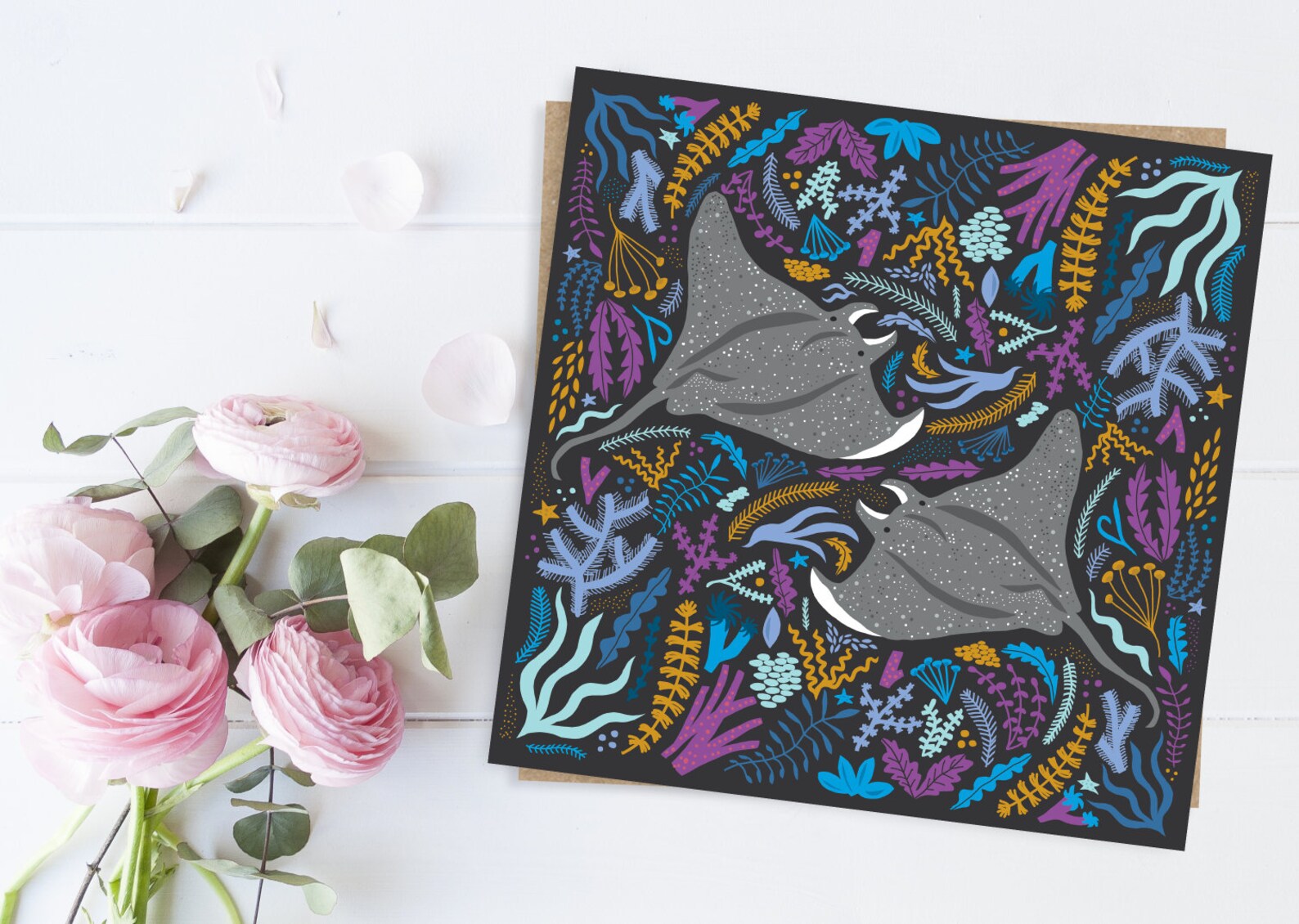 Manta Ray Card Sea Creature Card Birthday Card Any Occasion - Etsy UK