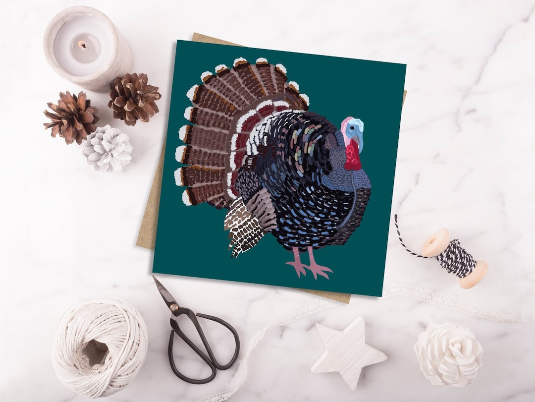 Turkey Christmas Card Thanksgiving Card Christmas Card - Etsy