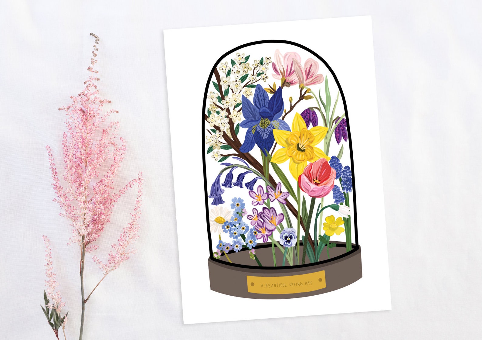 Spring Floral Print Flowers Bell Jar Natural History Print - Etsy