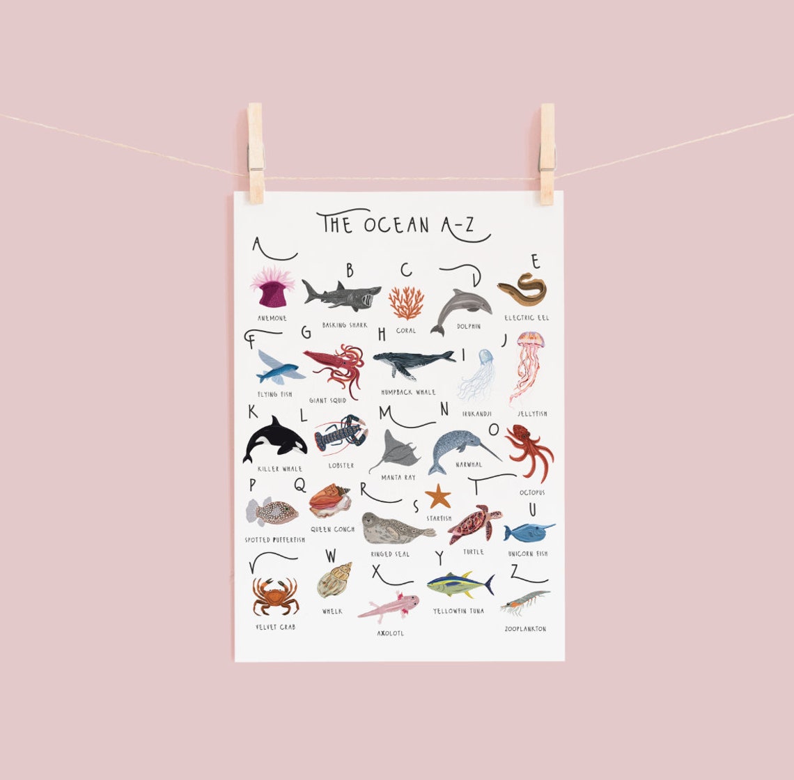 Ocean A-Z Print Ocean Animals Poster Nursery Ocean Decor - Etsy
