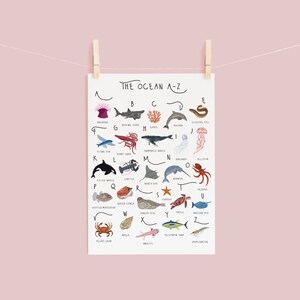 Ocean A-Z Print, Ocean Animals Poster, Nursery Ocean Decor, Kids Sea ...