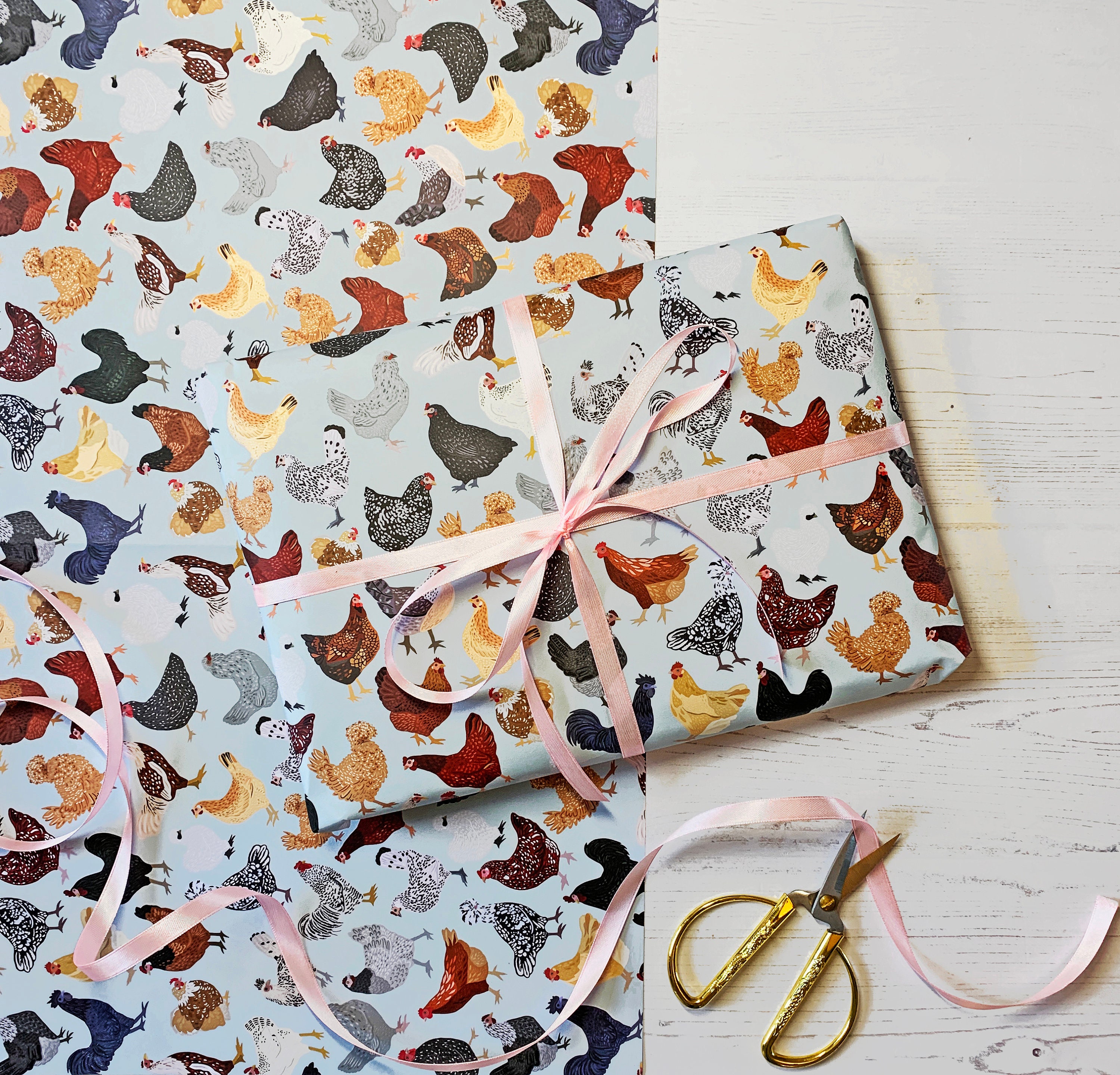Chicken Wrapping Paper, Chicken Wrap Sheet, Illustrated Chicken Wrap