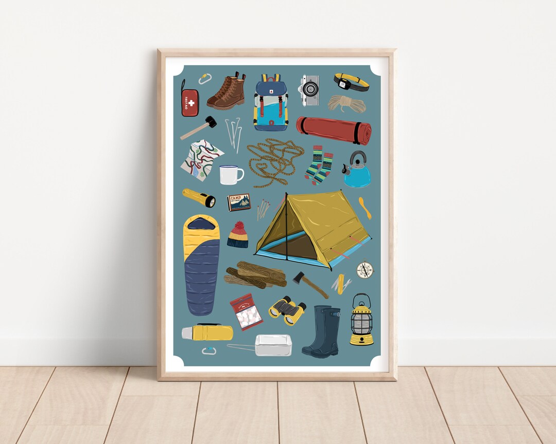 Camping Poster, Adventure Essentials Print, Nature Lovers Poster ...