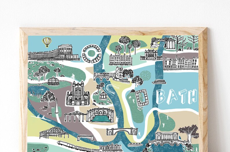 Illustrated Map of Bath Bath Illustration Hand Drawn Maps - Etsy UK