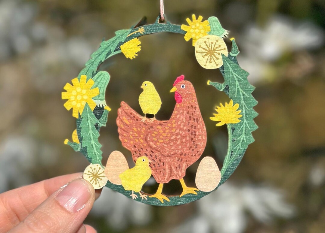 Easter Chicken and Chicks Hanging Decoration, Easter Decor, Spring ...