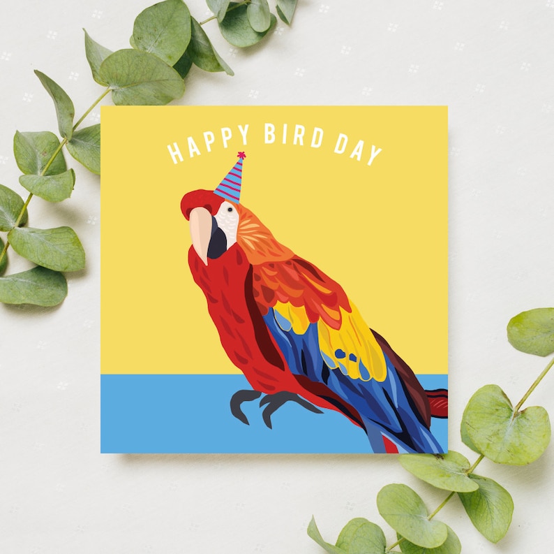 Funny Birthday Card Parrot Birthday Card Happy Bird Day Pun - Etsy