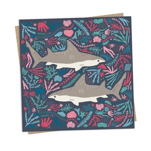 Sharks Greetings Card Ocean Creature Card Nautical Card - Etsy