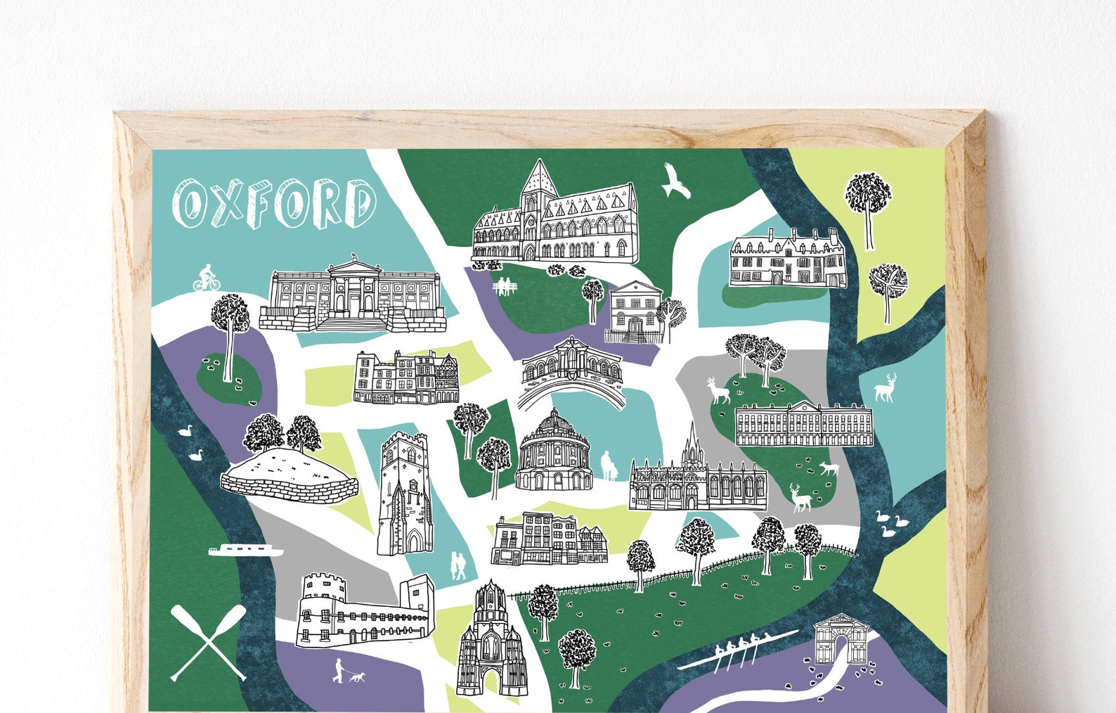 Illustrated Map of Oxford Oxford Map Print Oxford - Etsy UK