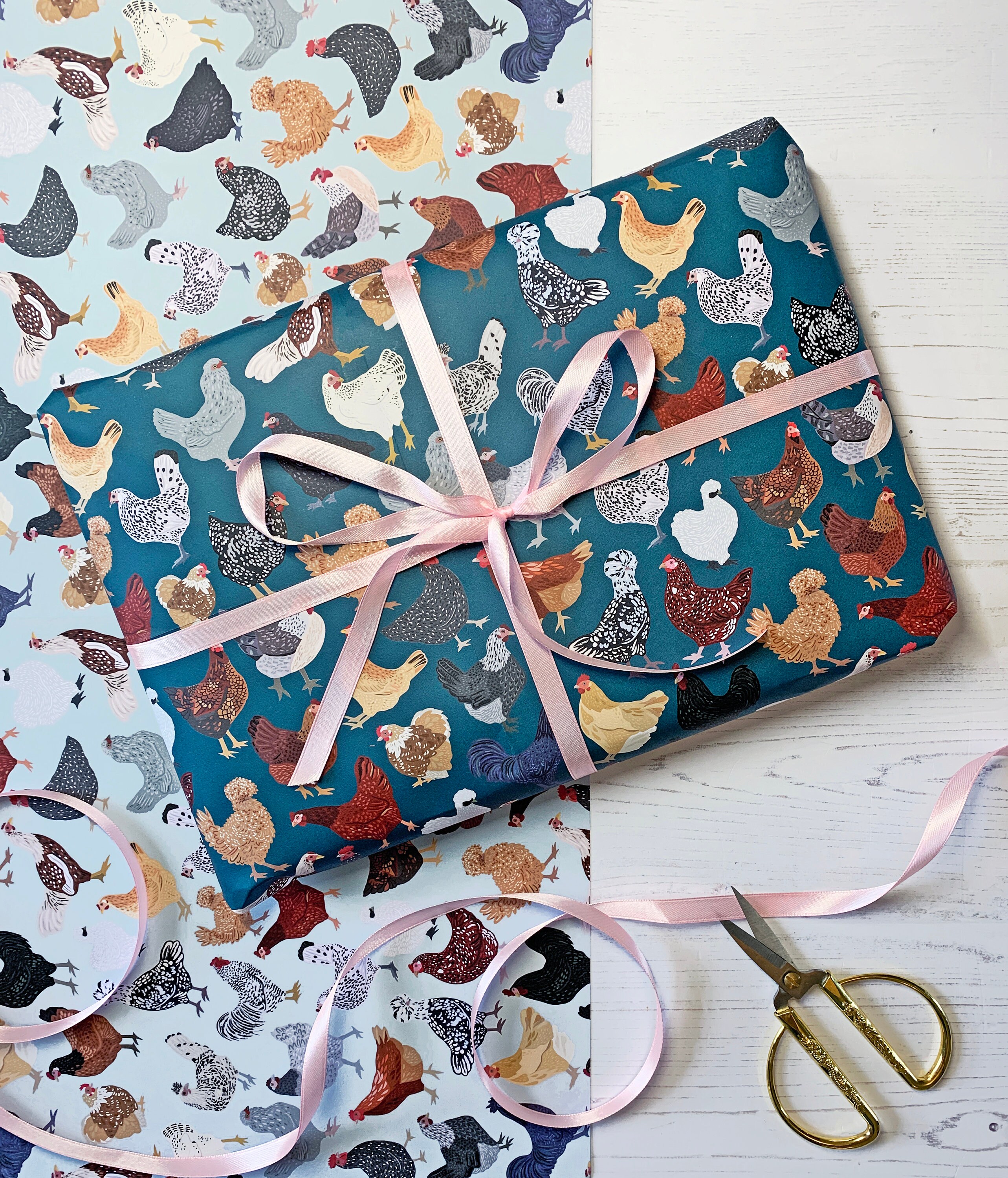 Chicken Wrapping Paper, Chicken Wrap Sheet, Illustrated Chicken Wrap