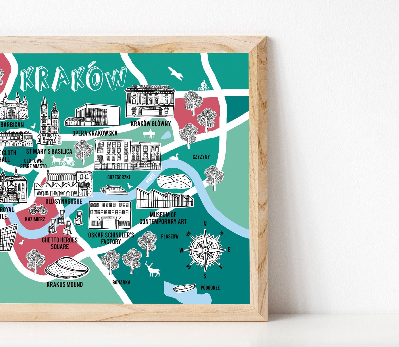 Krakow Map Illustrated Map Krakow Gifts Map of Krakow | Etsy UK