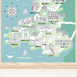 Wales Map, Illustrated Map, Wales Gifts, Map of Wales, Map Art, Map ...