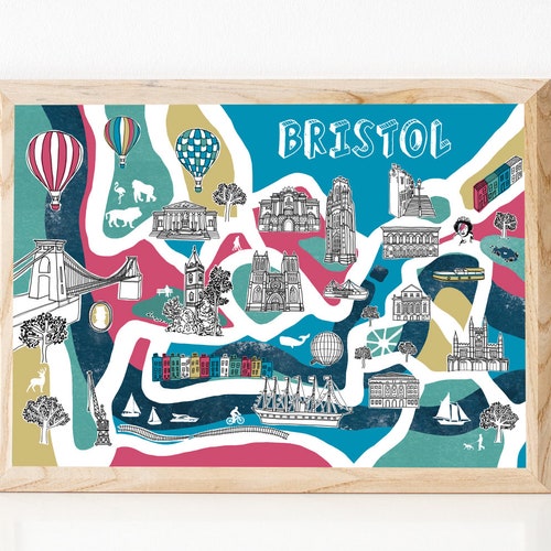 Illustrated Map of Bristol Bristol Map Print Bristol - Etsy