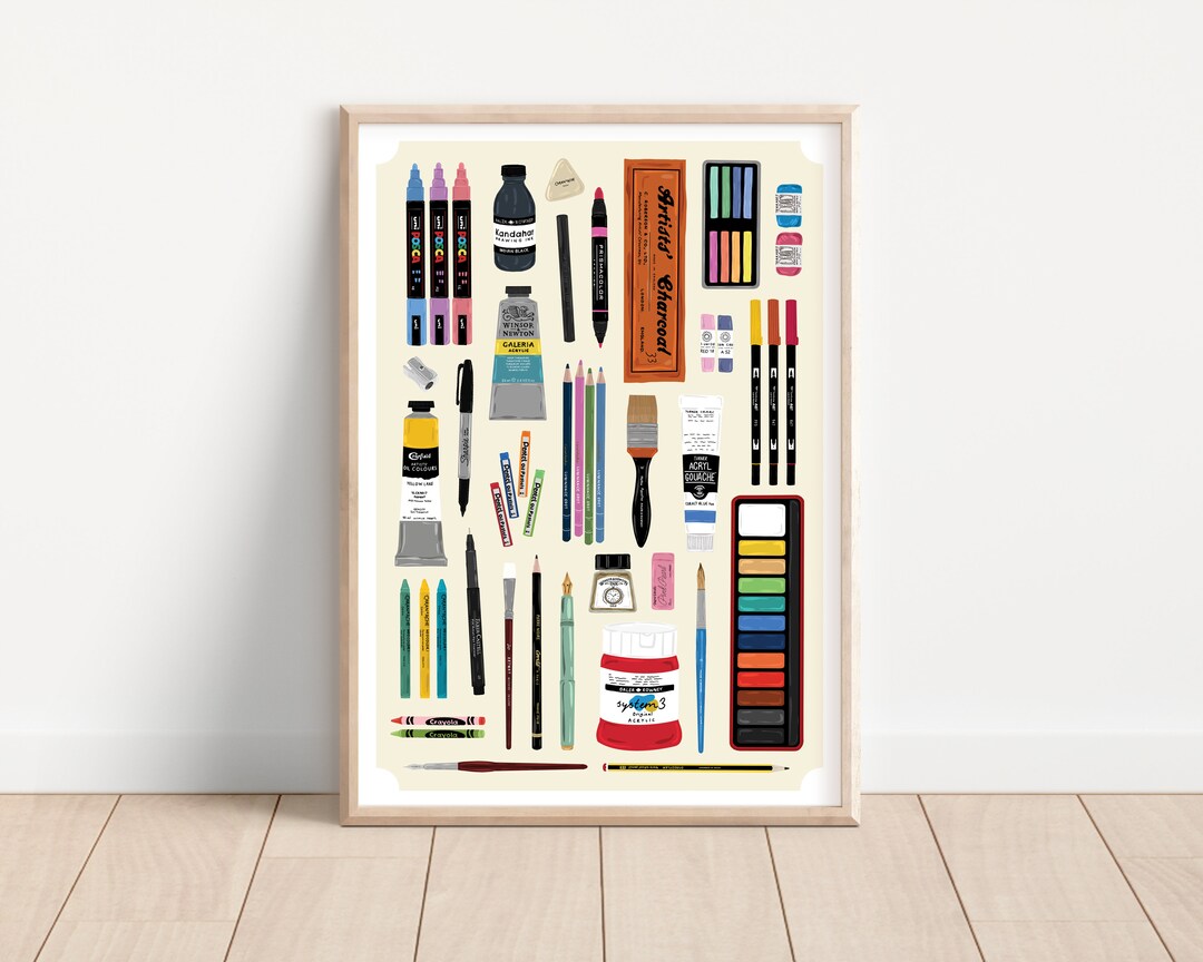 Drawing Materials Print, Art Supplies Poster, the Art Room Print ...