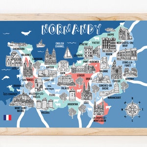 Normandy Map, Normandy Gifts, Map Illustration, French Map, Map Gift ...