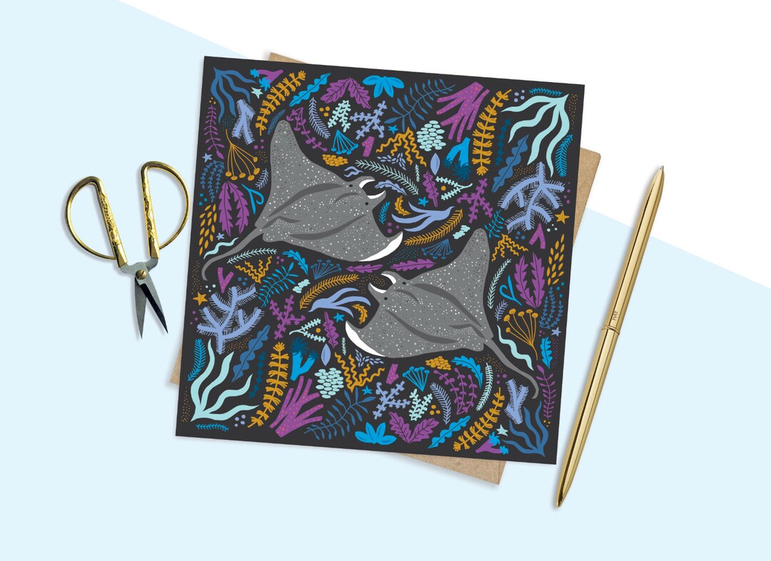 Manta Ray Card, Sea Creature Card, Birthday Card, Any Occasion Card ...