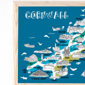 Cornwall Map, Illustrated Map, Cornwall Gifts, Map of Cornwall ...