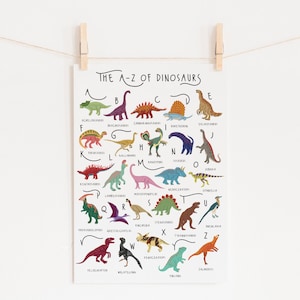 A-Z of Dinosaurs, Dinosaur Print, Types of Dinosaurs Art, Alphabet ...