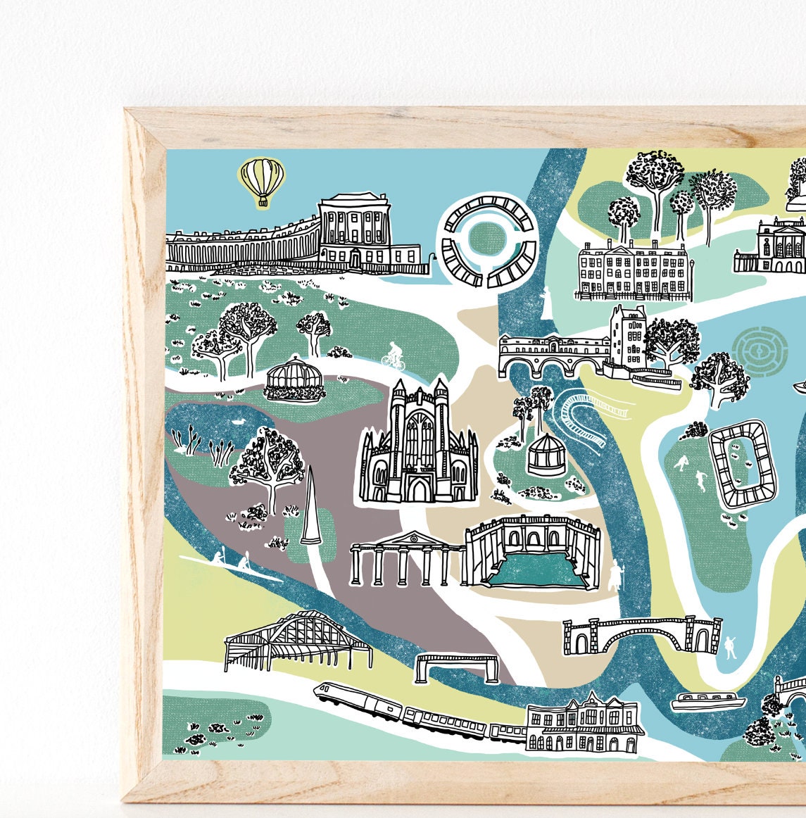 Illustrated Map of Bath, Bath Illustration, Hand Drawn Maps, Georgian ...