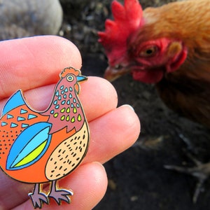 Chicken Enamel Pin Badge, Hard Enamel Badge, Chicken Gifts, Chicken ...